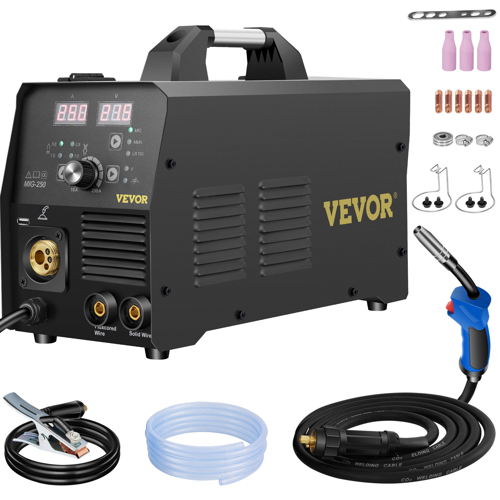 VEVOR 250Amp MIG Welder, Welding Machine 3 in 1, 220V Flux Core/Gas ...