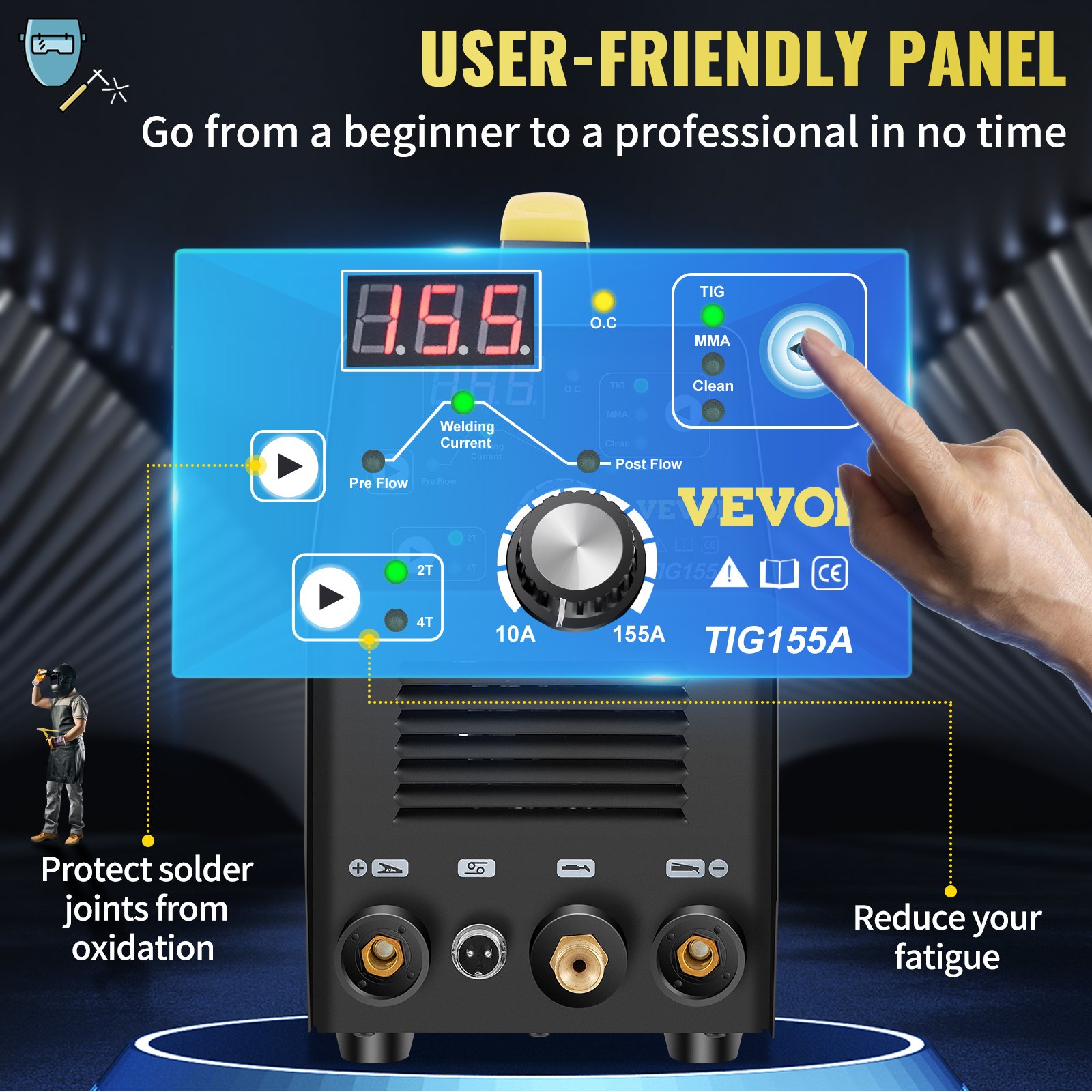 VEVOR TIG Welder 3 in 1, 110V High Frequency TIG/Stick/Clean Welding ...