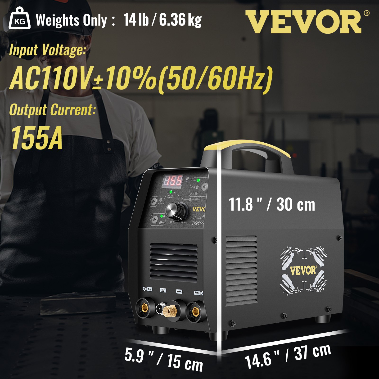 VEVOR TIG Welder 3 in 1, 110V High Frequency TIG/Stick/Clean Welding ...
