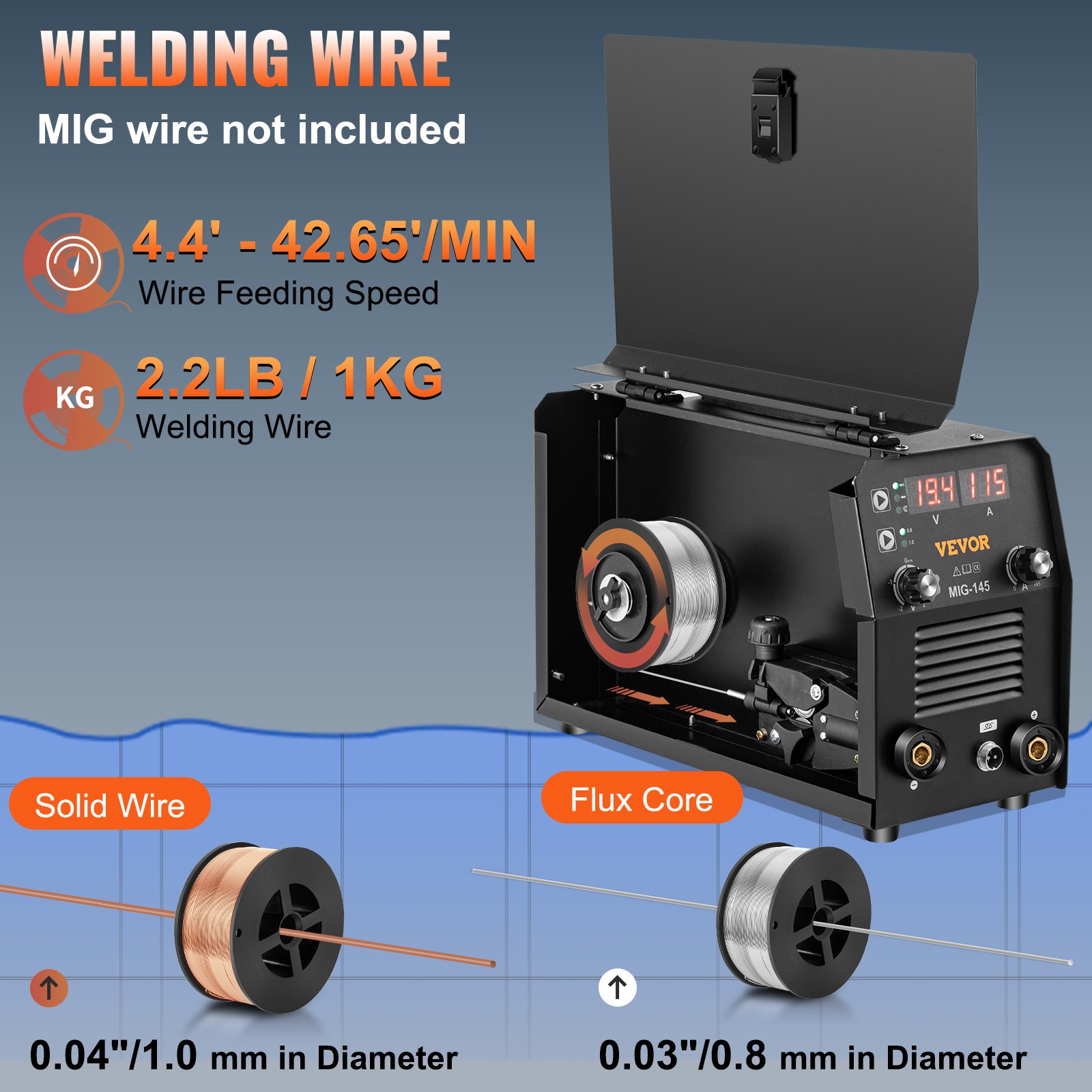 VEVOR 145Amp MIG Welder, Welding Machine 3 in 1, 110V Flux Core/Solid ...