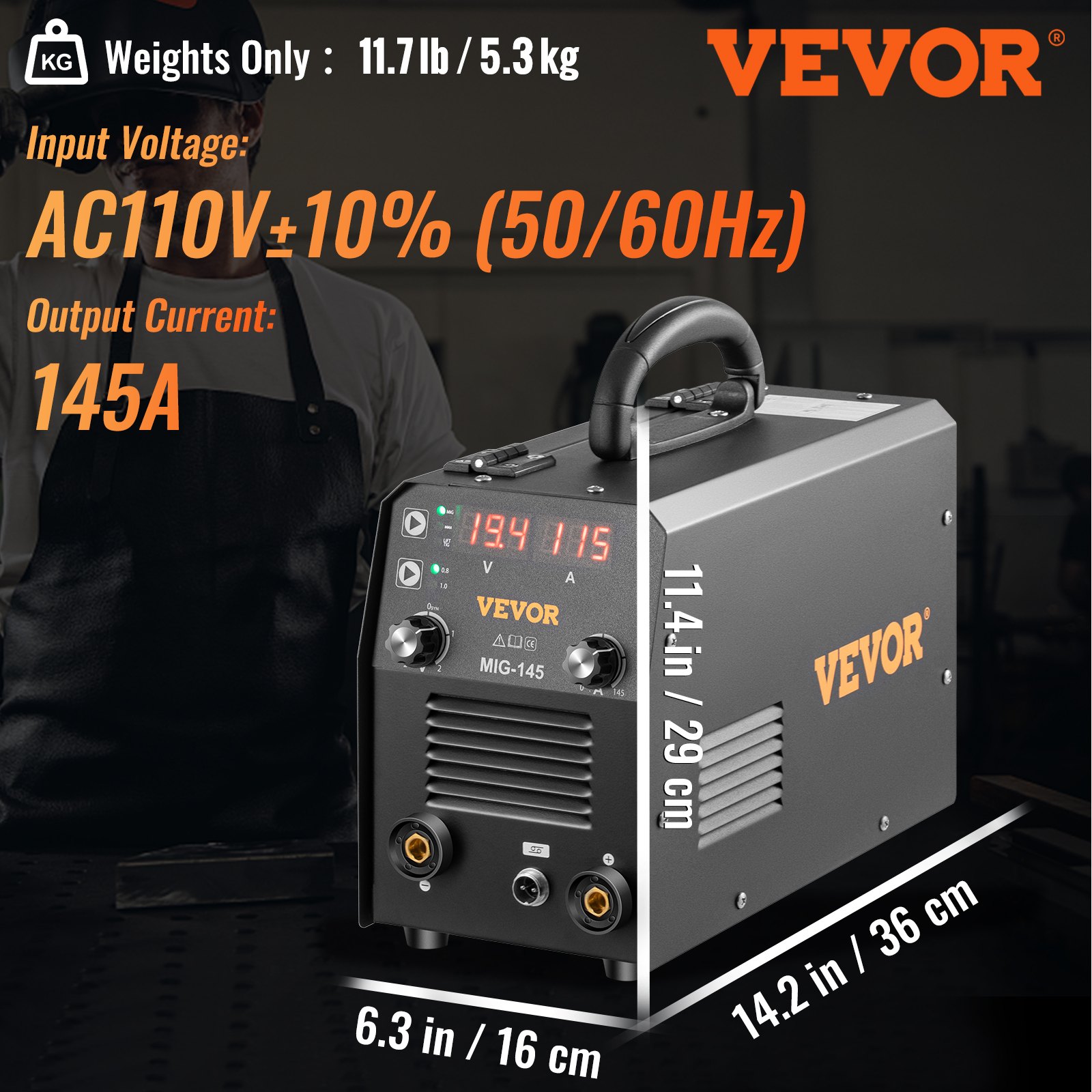 VEVOR 145Amp MIG Welder, Welding Machine 3 in 1, 110V Flux Core/Solid ...