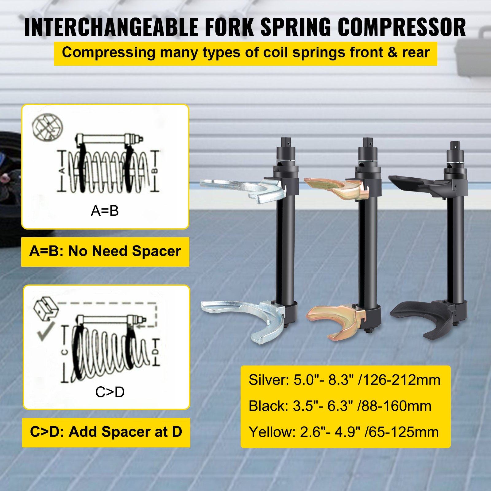 VEVOR Strut Spring Compressor, 3 Pairs Jaws Different Size Fork Spring ...