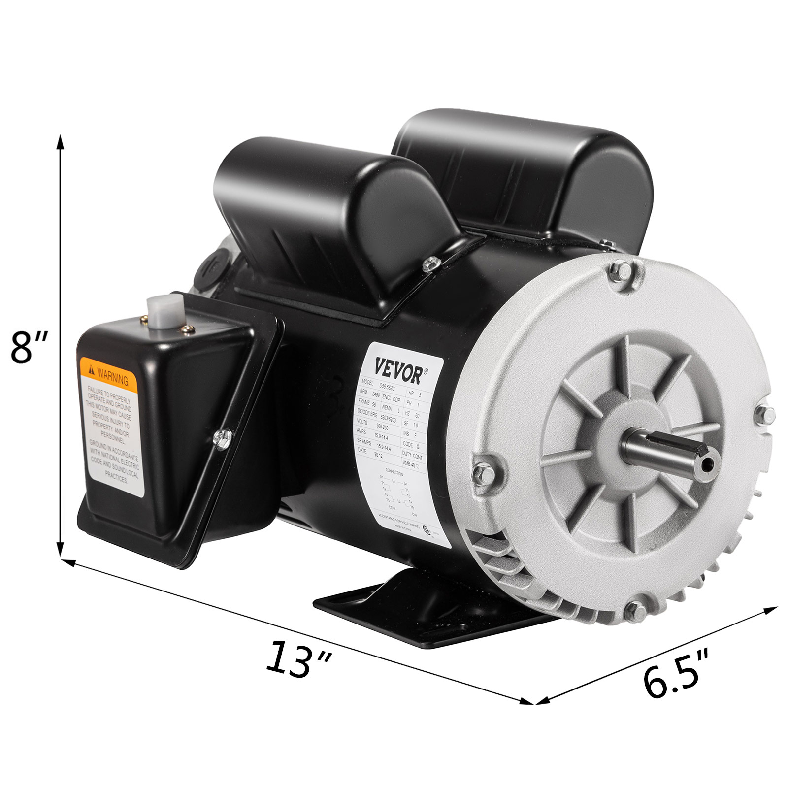 New 3.1 KW 5 HP SPL Air Compressor Electric Motor CM05256 Single Phase 56 Frame 3450 RPM | VEVOR US
