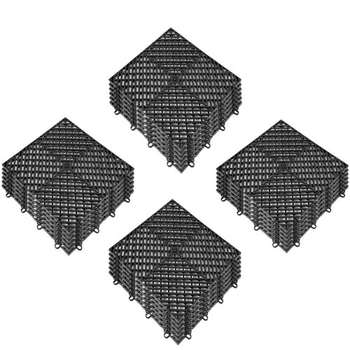 VEVOR Rubber Tiles Interlocking 25 PCS Black, Drainage Tiles 12x12x0.5 ...
