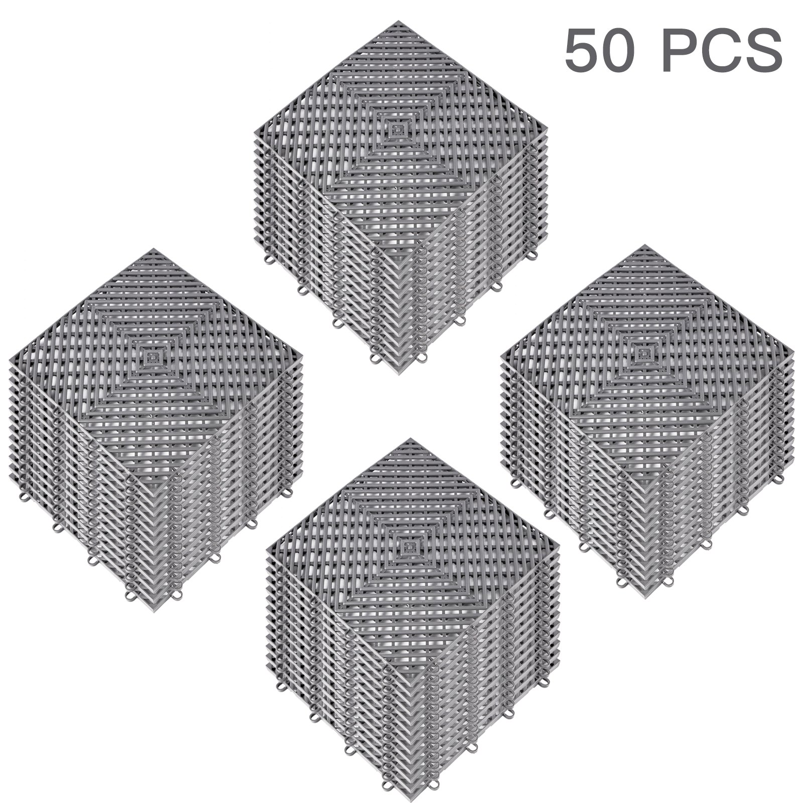 Rubber Tiles Interlocking Garage Floor Tiles 12x12x0.5 Inch 50PCS Deck ...