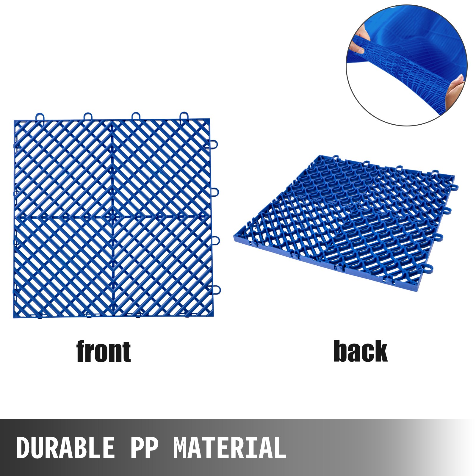 VEVOR Tiles Interlocking 55 PCS Blue, Drainage Tiles 12x12x0.5 Inches ...