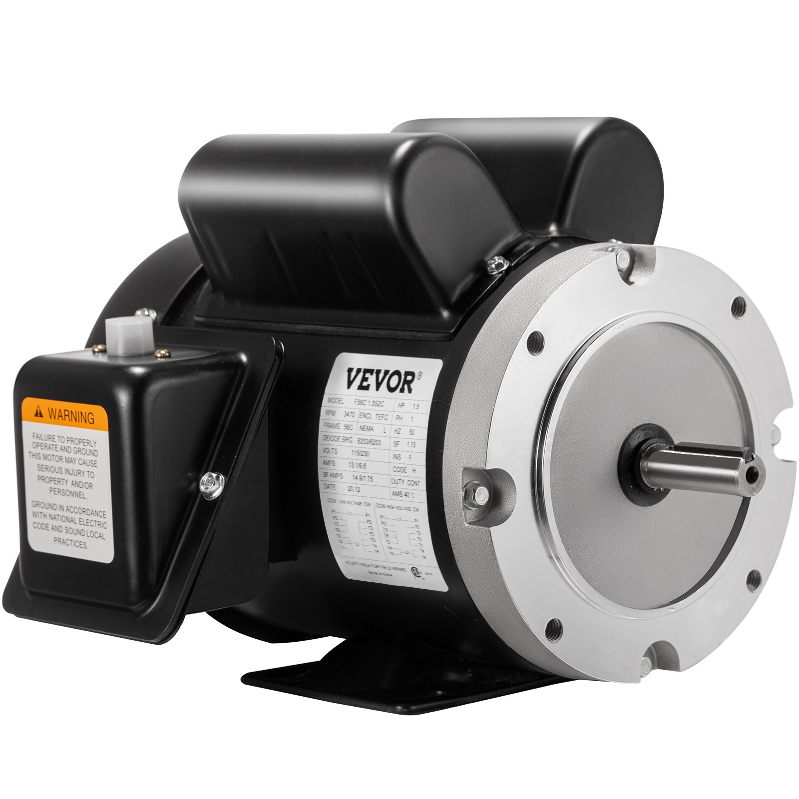 New 1.5 Hp Electric Motor 56C Frame Single Phase TEFC 115/230 V 121556C ...
