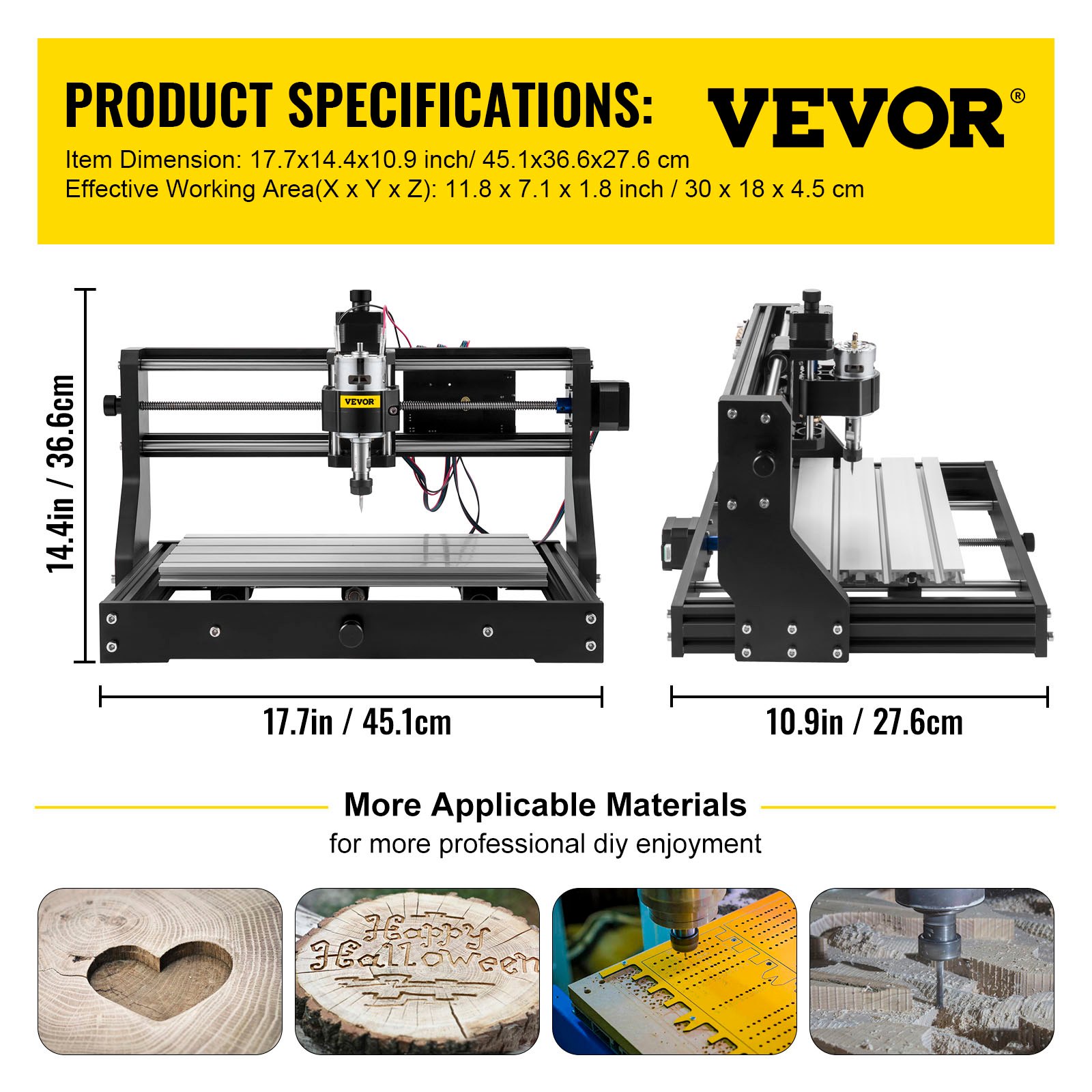 VEVOR VEVOR CNC 3018 Pro 300×180×45mm CNC Machine GRBL Control Mini ...