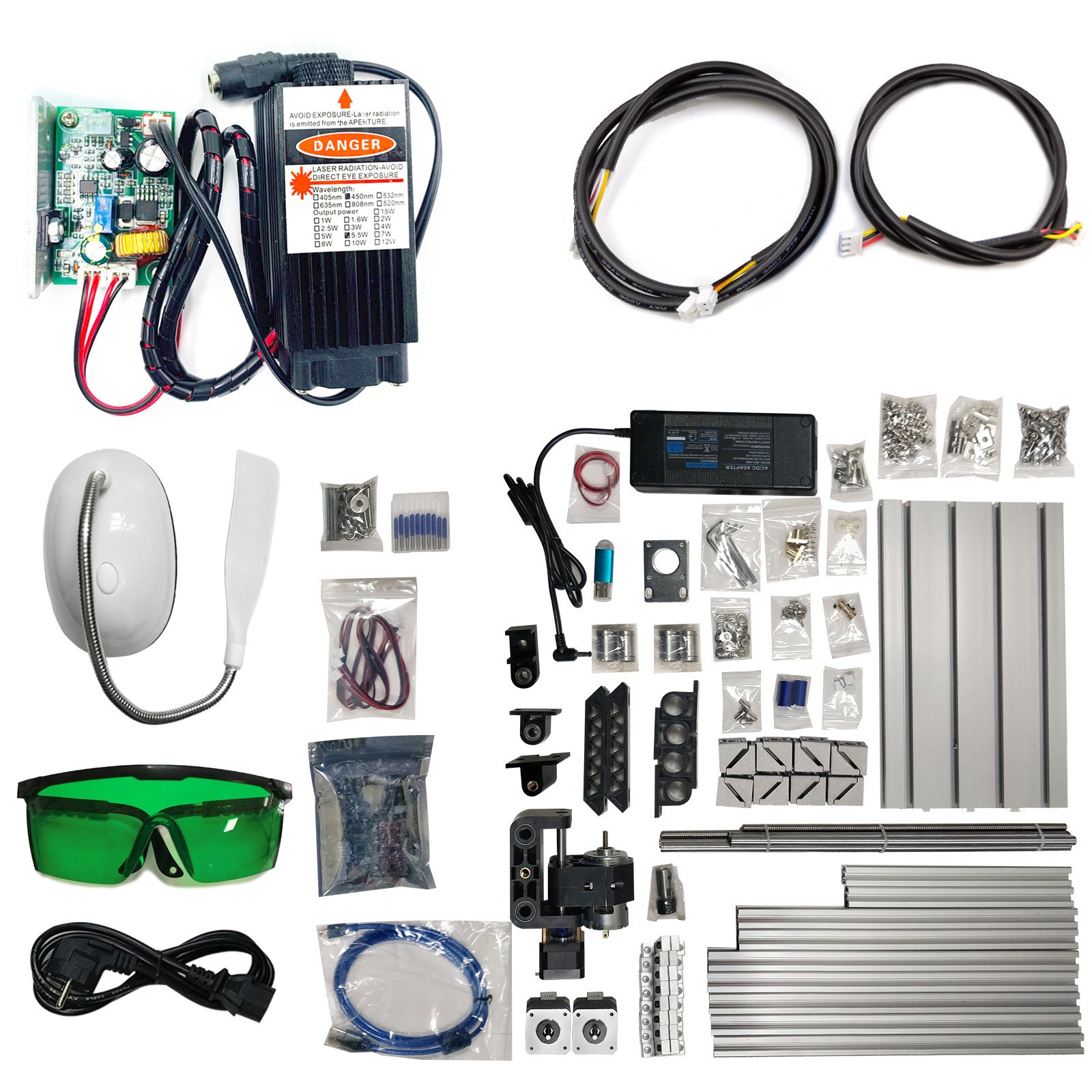 VEVOR 3 Axis CNC Router Kit 1610 5500MW Machine With Laser Engraver ...
