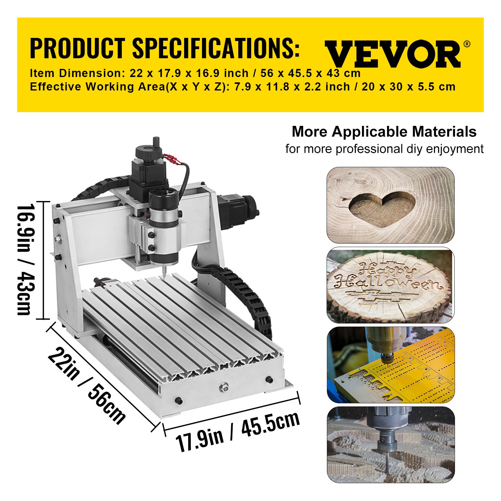 VEVOR CNC Machine 3020 CNC Router 3 Axis CNC Router Engraver Machine ...