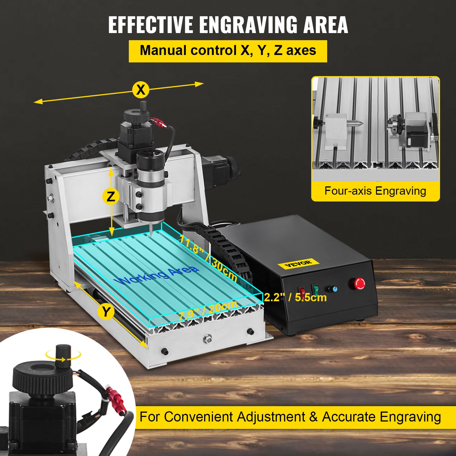 VEVOR CNC Router Engraver Kit 3020 CNC Router 4 Axis USB Port CNC ...