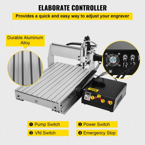 VEVOR Vevor 4axis Cnc Router 6040 Machine Tool 6063 Industrial Aluminum ...