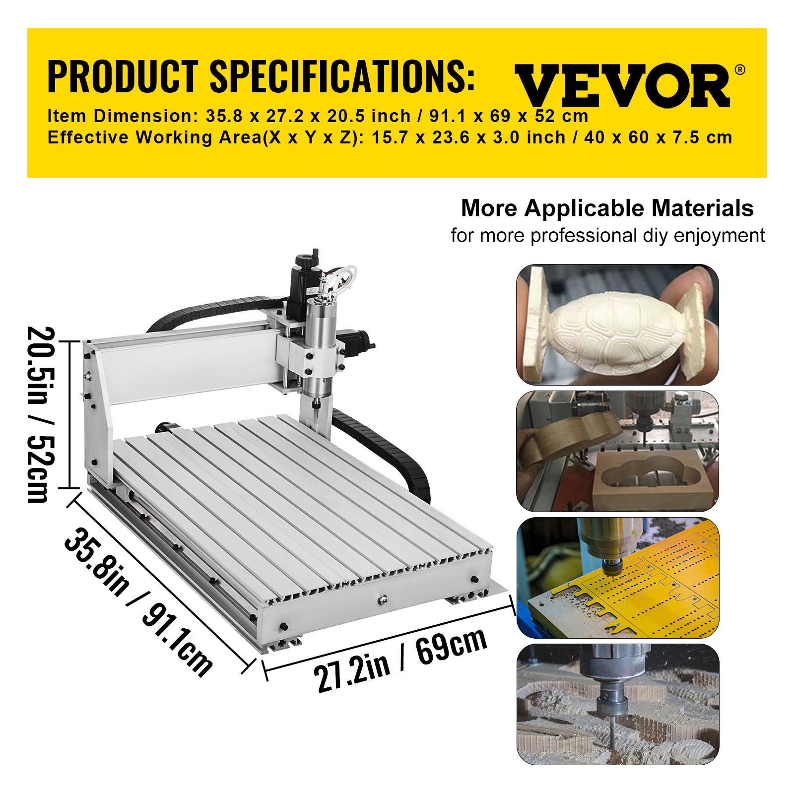 VEVOR VEVOR CNC Router 6040 4 Axis CNC Router Machine 600x400mm CNC ...