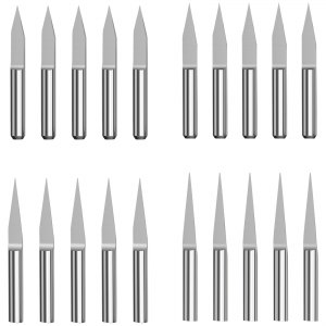 VEVOR 20PCs CNC Bits 1/8"(3.175mm) Shank CNC Router End Mill 0.1mm Tip ...