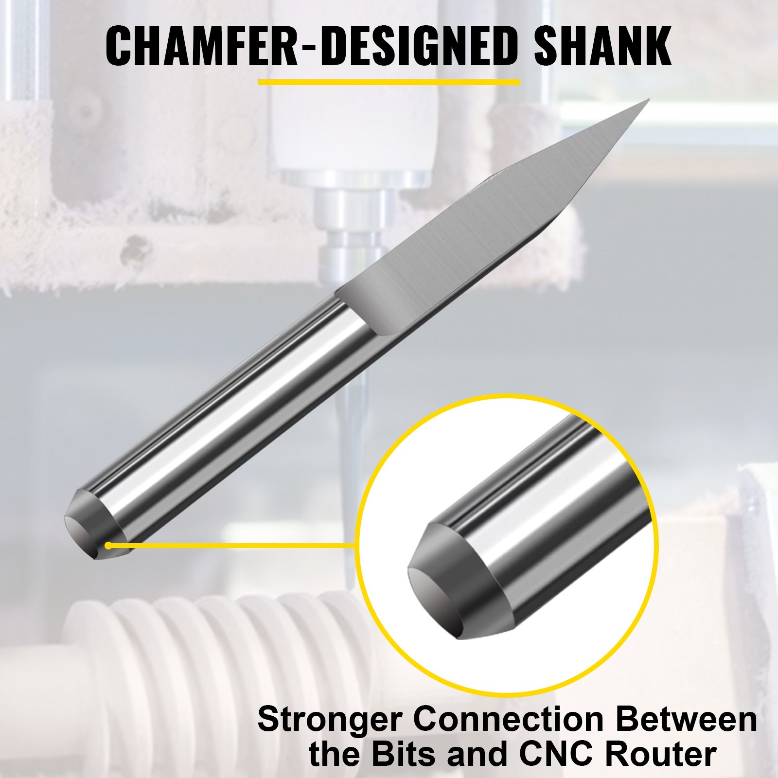 VEVOR 20PCs CNC Bits 1/8"(3.175mm) Shank CNC Router End Mill 0.1mm Tip ...