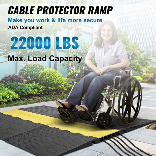 VEVOR 5Channel Cable Protector Ramp 22000lbs Load ADA Compliant Wire ...