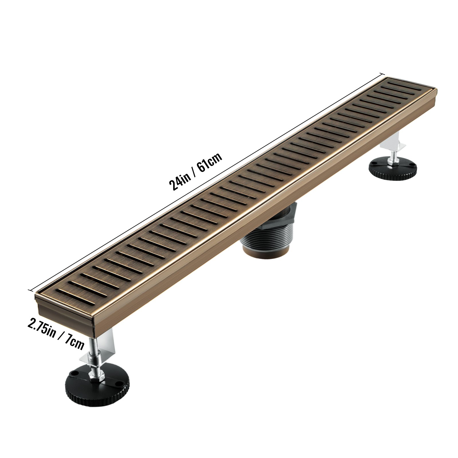 VEVOR Linear Drain 304 Stainless Steel 24x2.75in Linear Tile Drain 30L ...