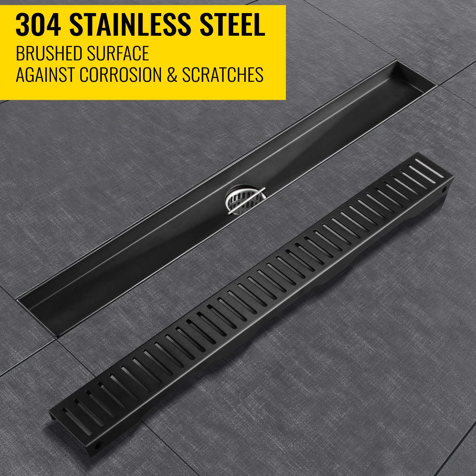 VEVOR Linear Drain 304 Stainless Steel Floor Drain 36x2.75in Linear ...
