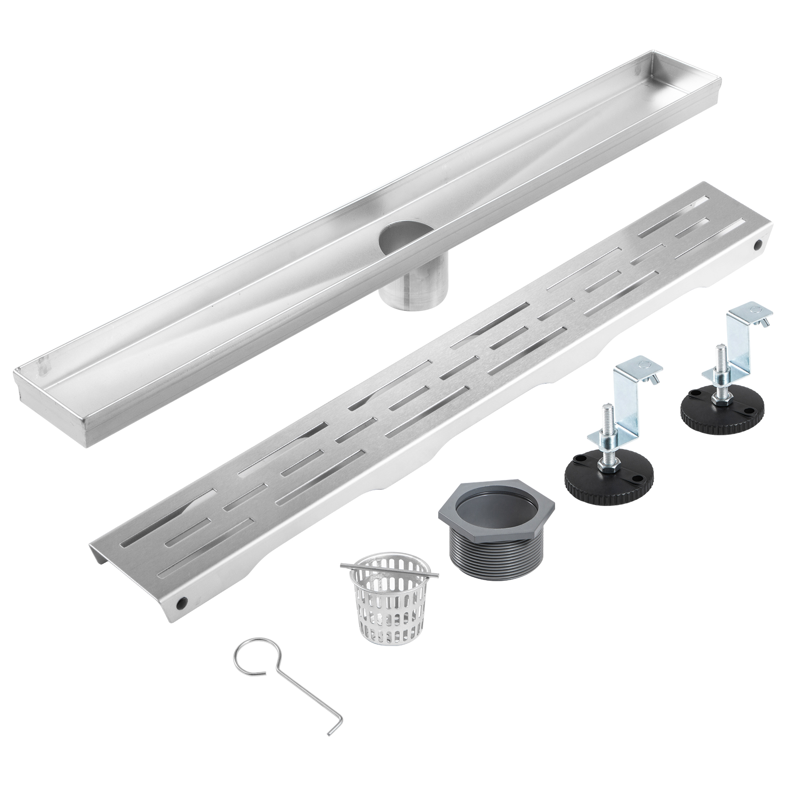 VEVOR Linear Drain 304 Stainless Steel 24x2.75inch Linear Tile Drain ...