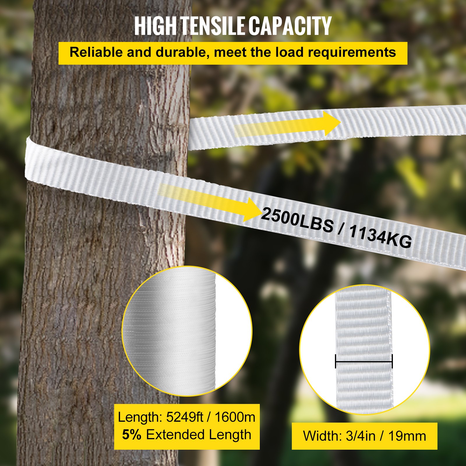 VEVOR 2500Lbs Polyester Pull Tape, 5249' x 3/4" Flat Tape for Wire ...