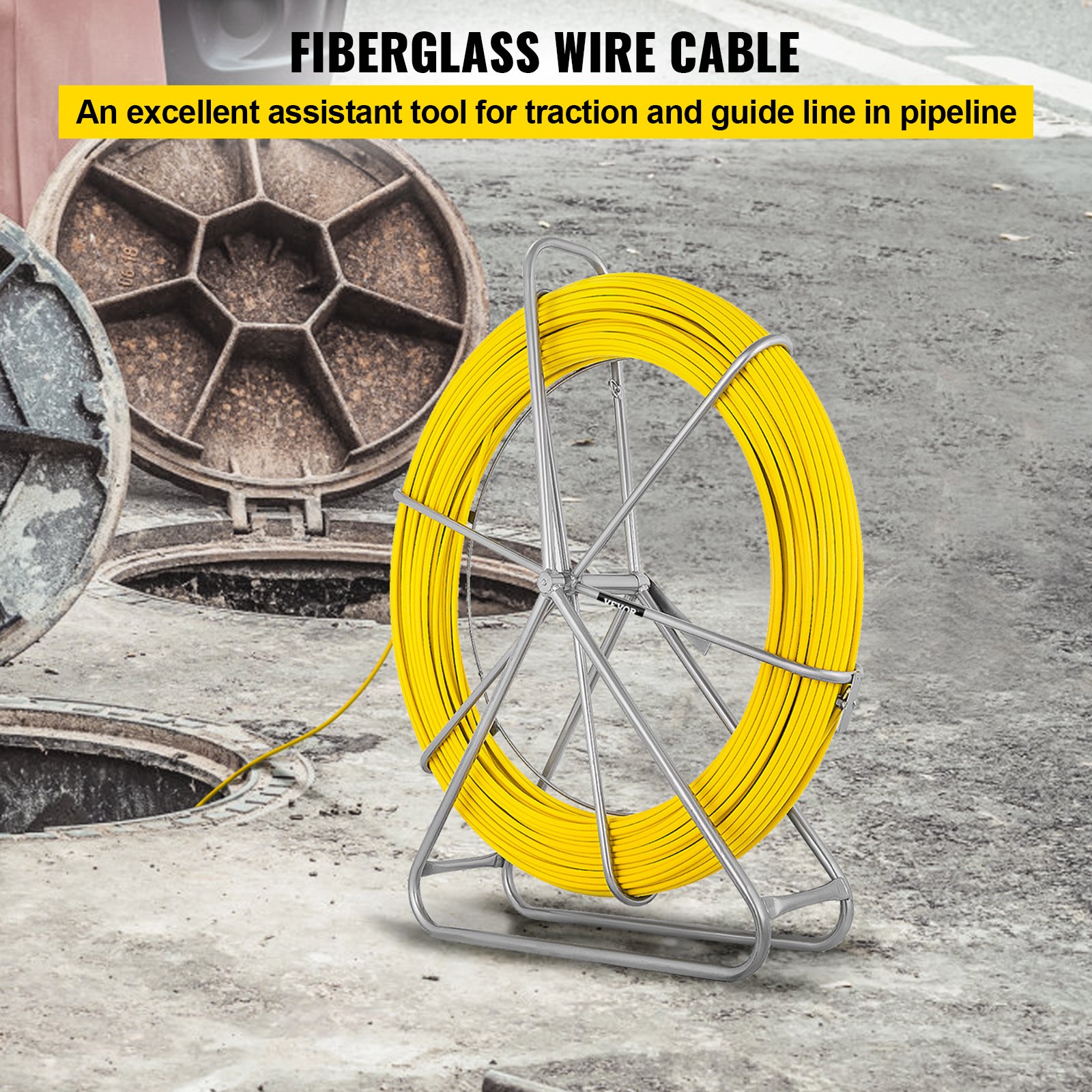 vevor-vevor-fish-tape-fiberglass-6mm-656ft-reel-wire-cable-running-rod