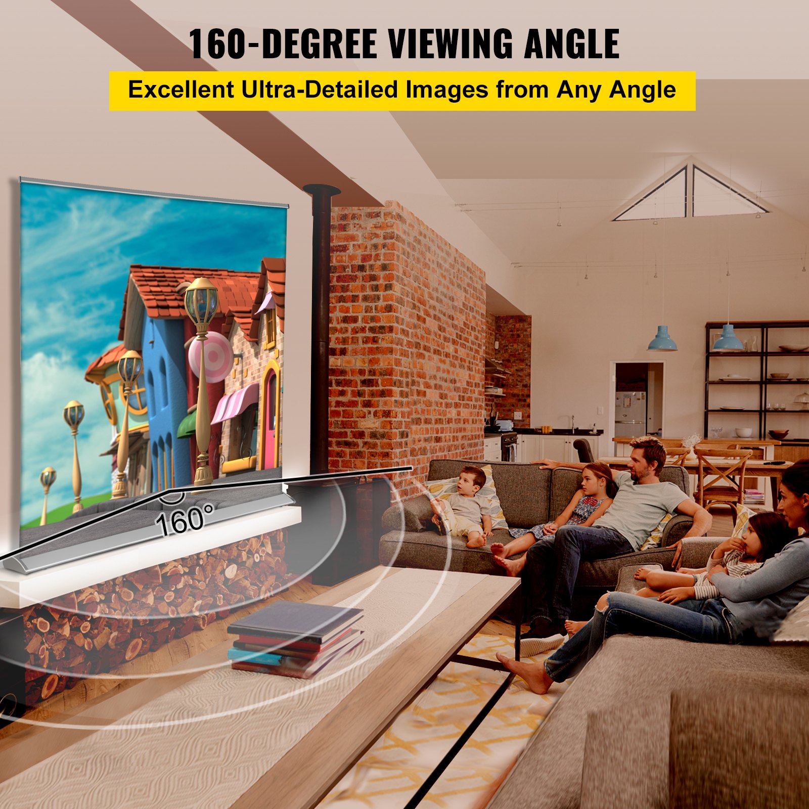 VEVOR Manual Pull Up Projector Screen 70inch 16:9 Projector Screen Free ...