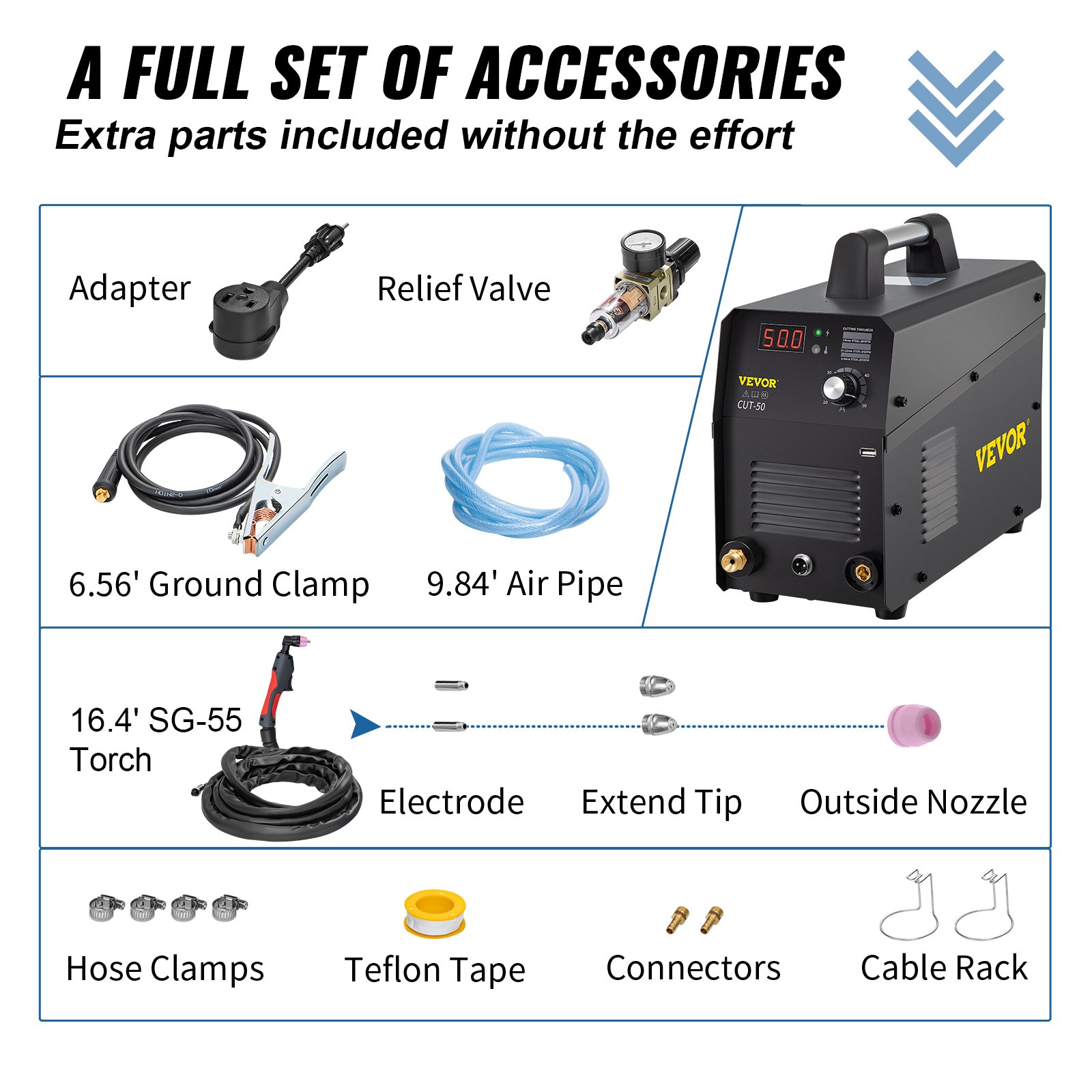 VEVOR Plasma Cutter, 50Amp, Air Cutting Machine with Plasma Torch, 110V ...