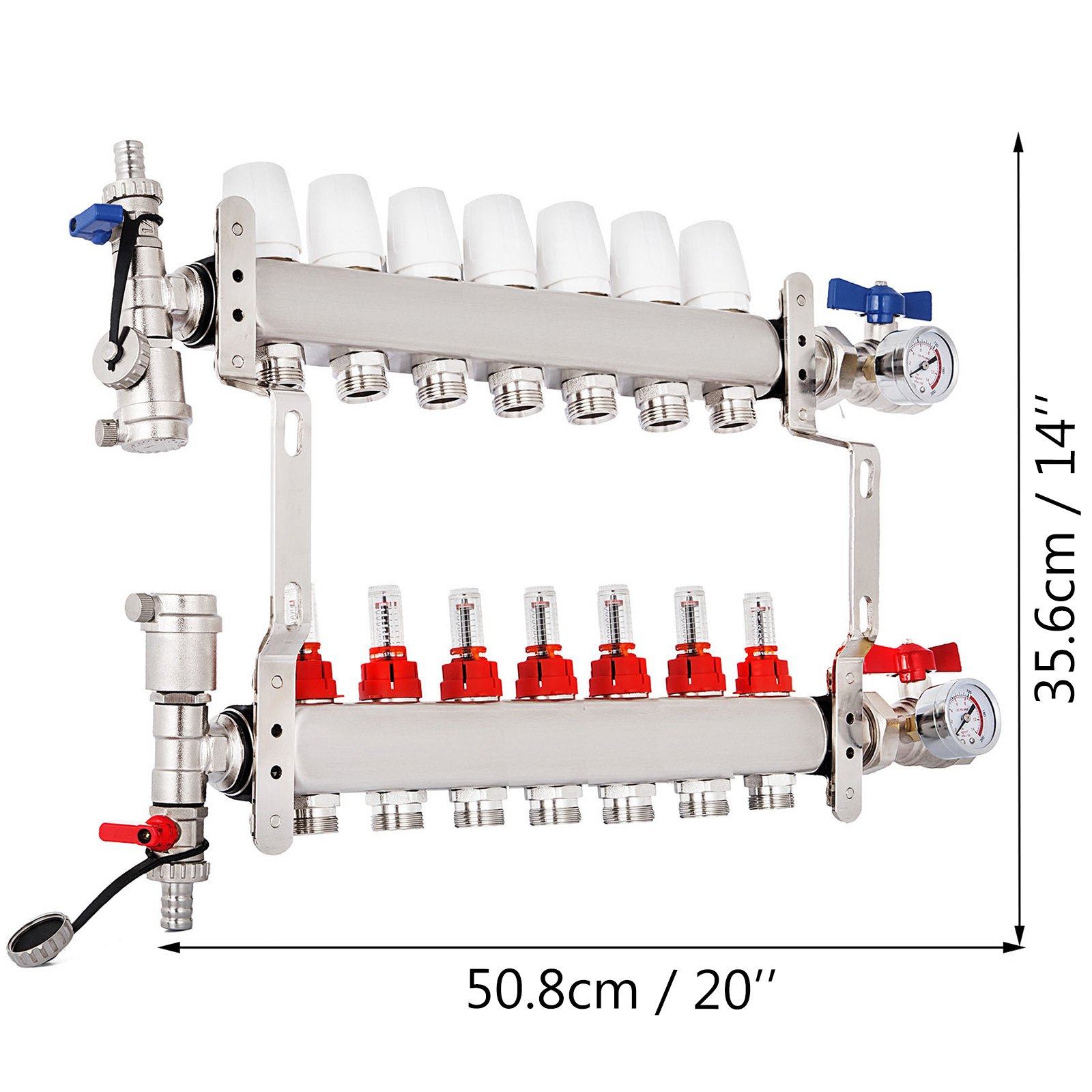 VEVOR 7-branch/loop Pex Radiant Floor Heating Manifold Set Vertical ...