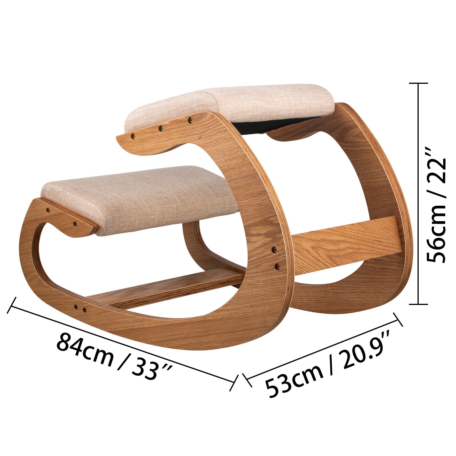 Ergonomic Kneeling Chair Rocking Posture Correcting Wooden Stool for ...