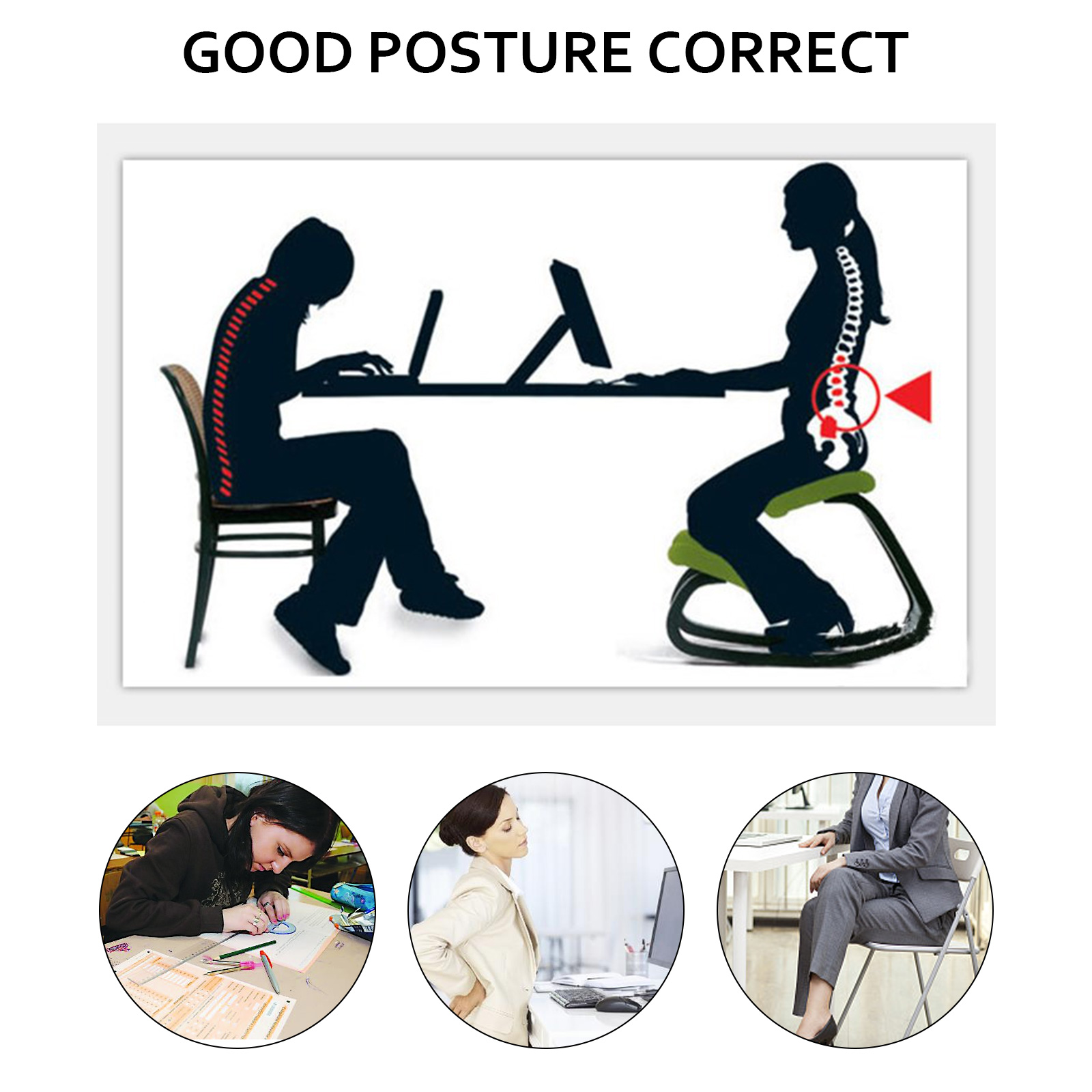 VEVOR Ergonomic Kneeling Chair Wooden Strengthen Muscles Relieve ...