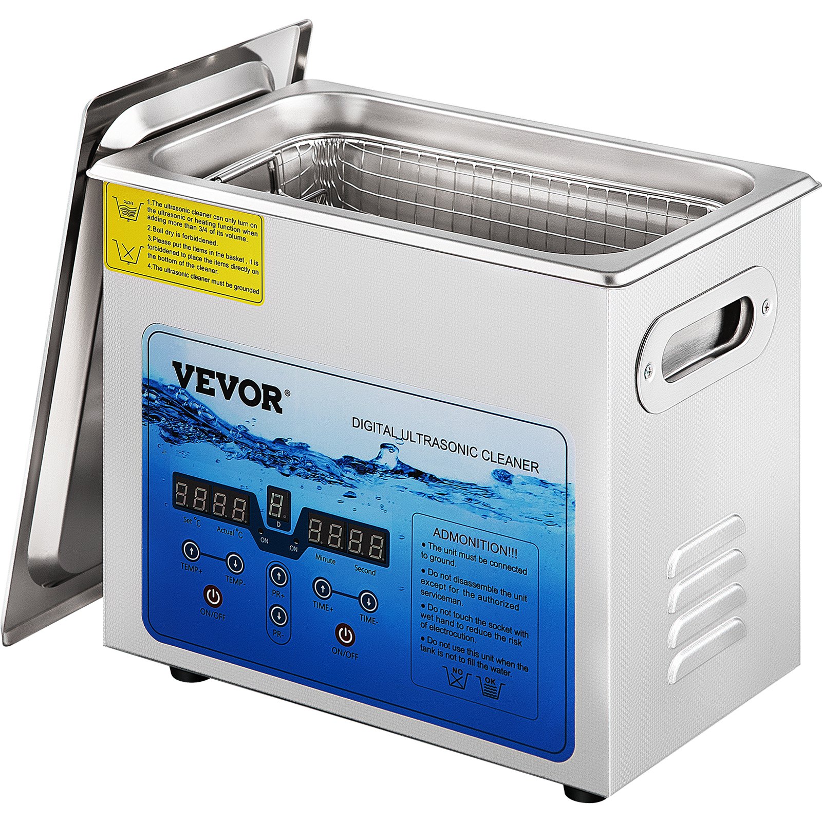 VEVOR Ultrasonic Cleaner, 36KHz~40KHz Adjustable Frequency, 3L 110V ...