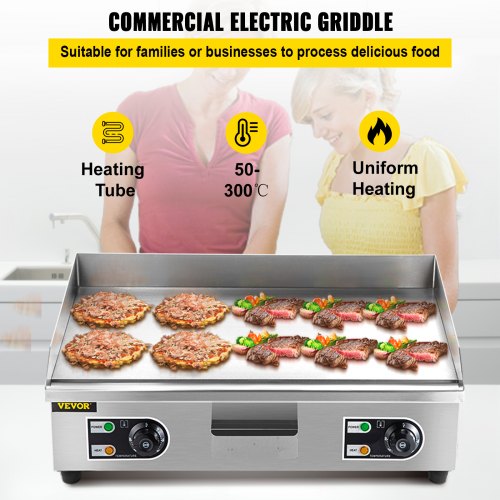 3000w 30" Commercial Electric Countertop Griddle Flat Top Grill Hot ...