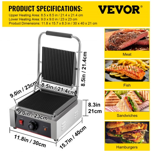 Sandwich Bread Toaster Press Maker Electric Bread Grill 1800W | VEVOR US