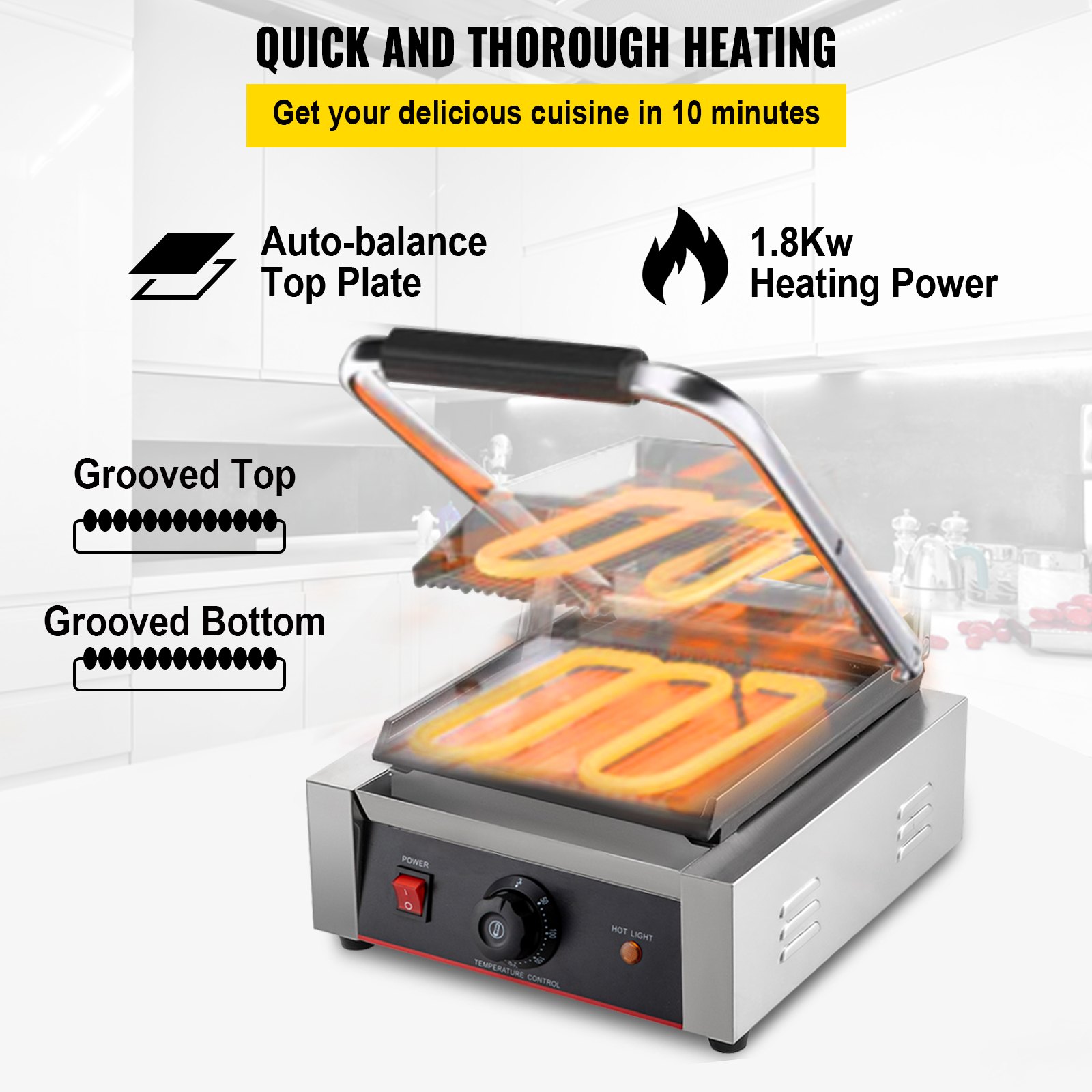 Sandwich Bread Toaster Press Maker Electric Bread Grill 1800W | VEVOR US
