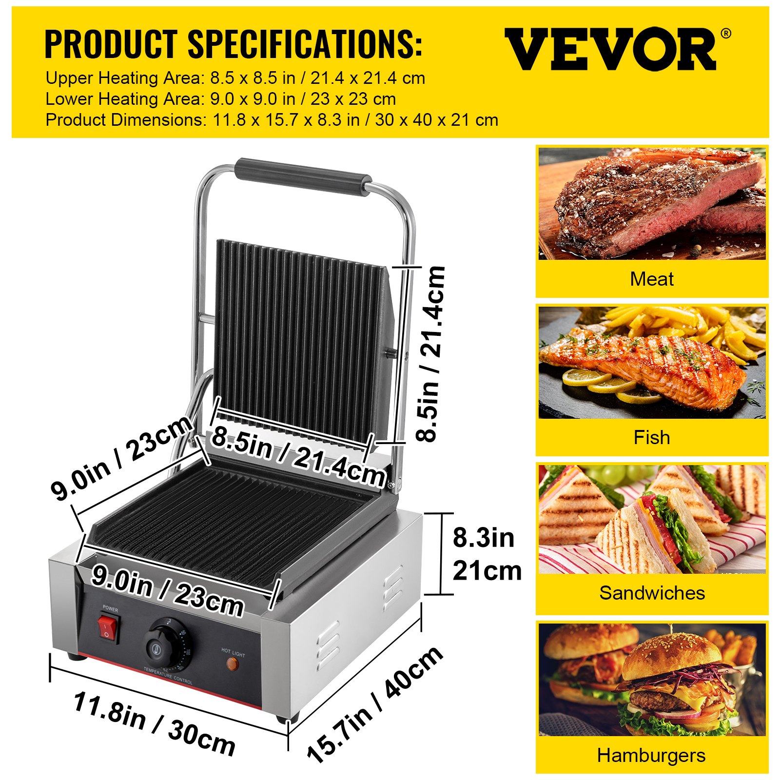Sandwich Bread Toaster Press Maker Electric Bread Grill 1800W | VEVOR US