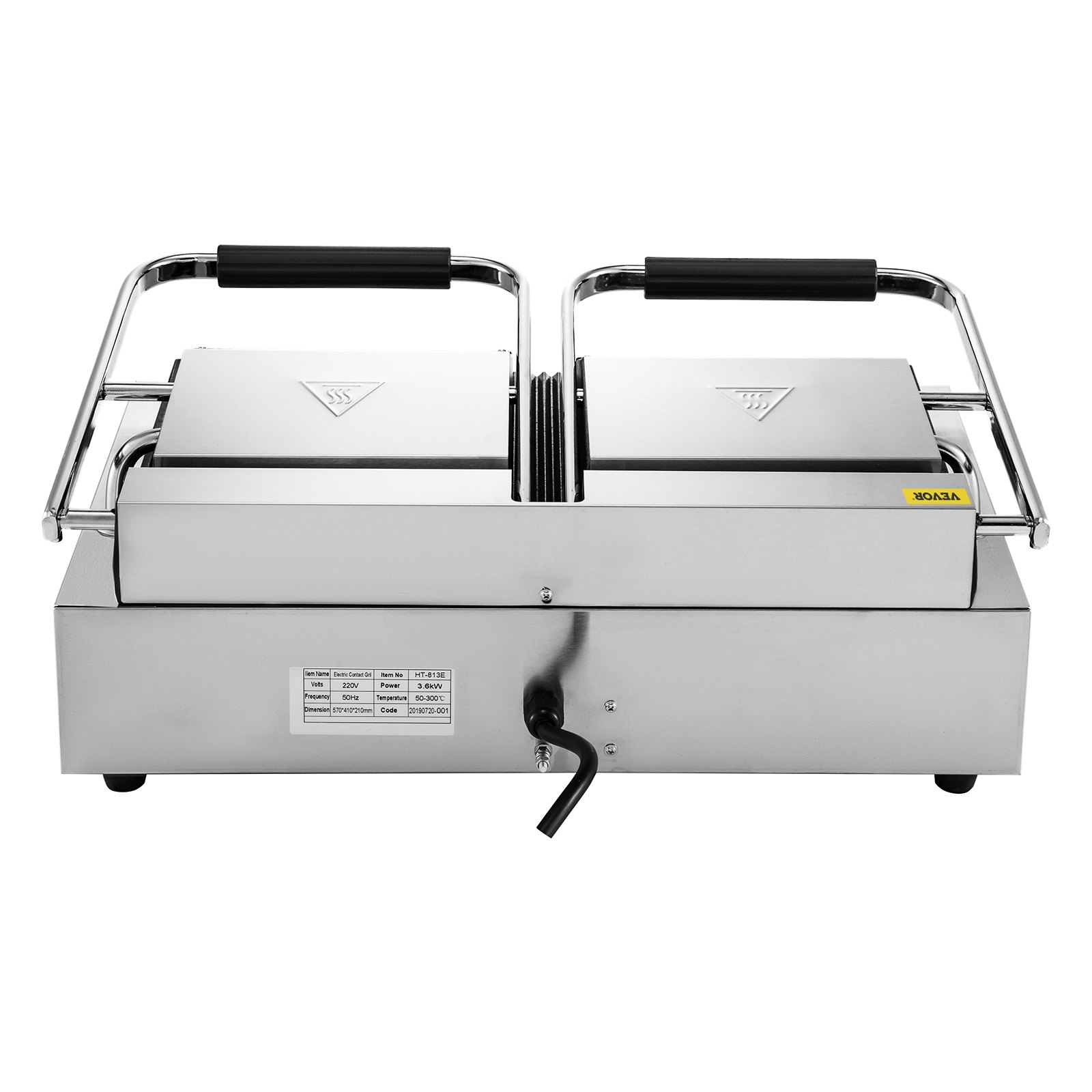 VEVOR 110V Commercial Sandwich Panini Press Grill 2X1800W Temperature ...