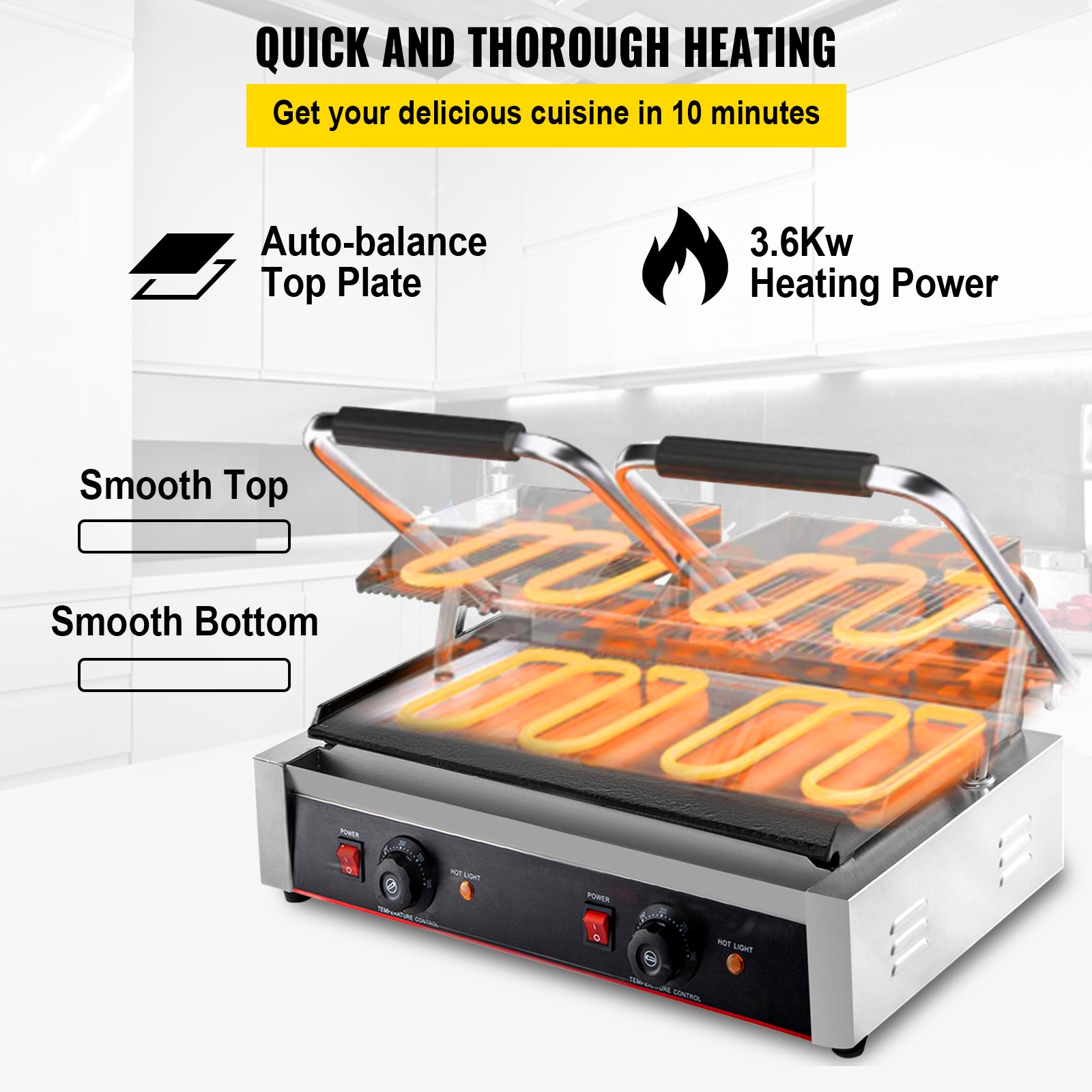 3600W Electric Bread Twin Grill Sandwich Bread Toaster Press Maker ...