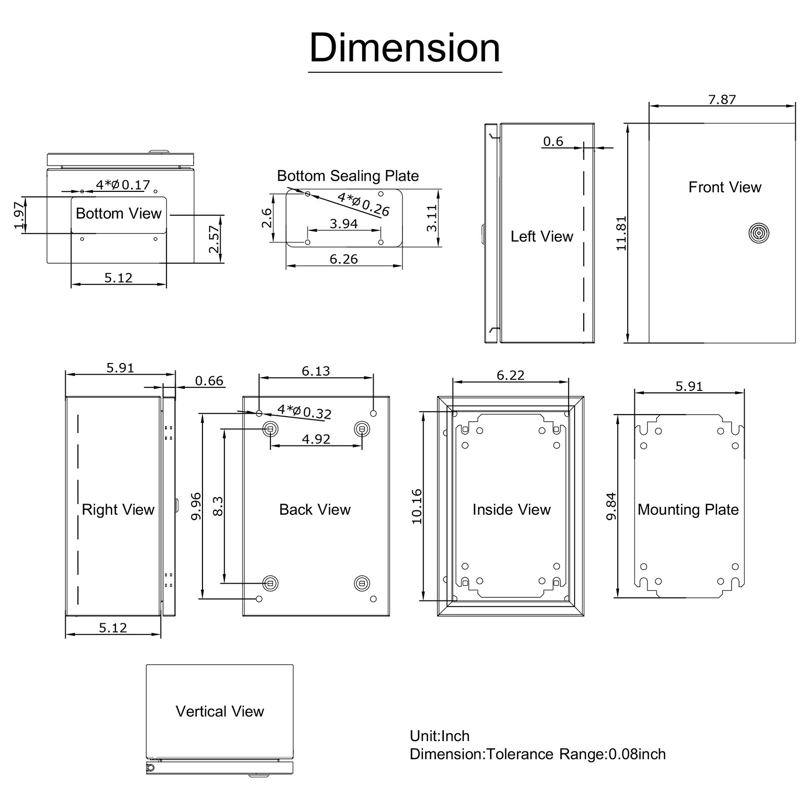 VEVOR NEMA Stainless Steel Enclosure, 12 x 8 x 6'' NEMA 4X Steel ...
