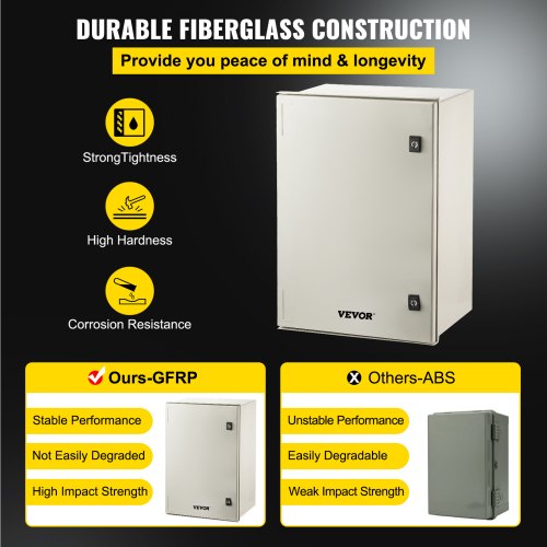 VEVOR Fiberglass Enclosure 23.6 x 15.7 x 9.1" Electrical Enclosure Box ...
