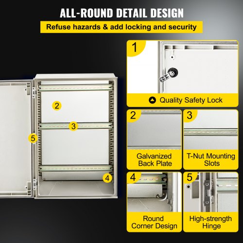 VEVOR Fiberglass Enclosure 23.6 x 15.7 x 9.1" Electrical Enclosure Box ...