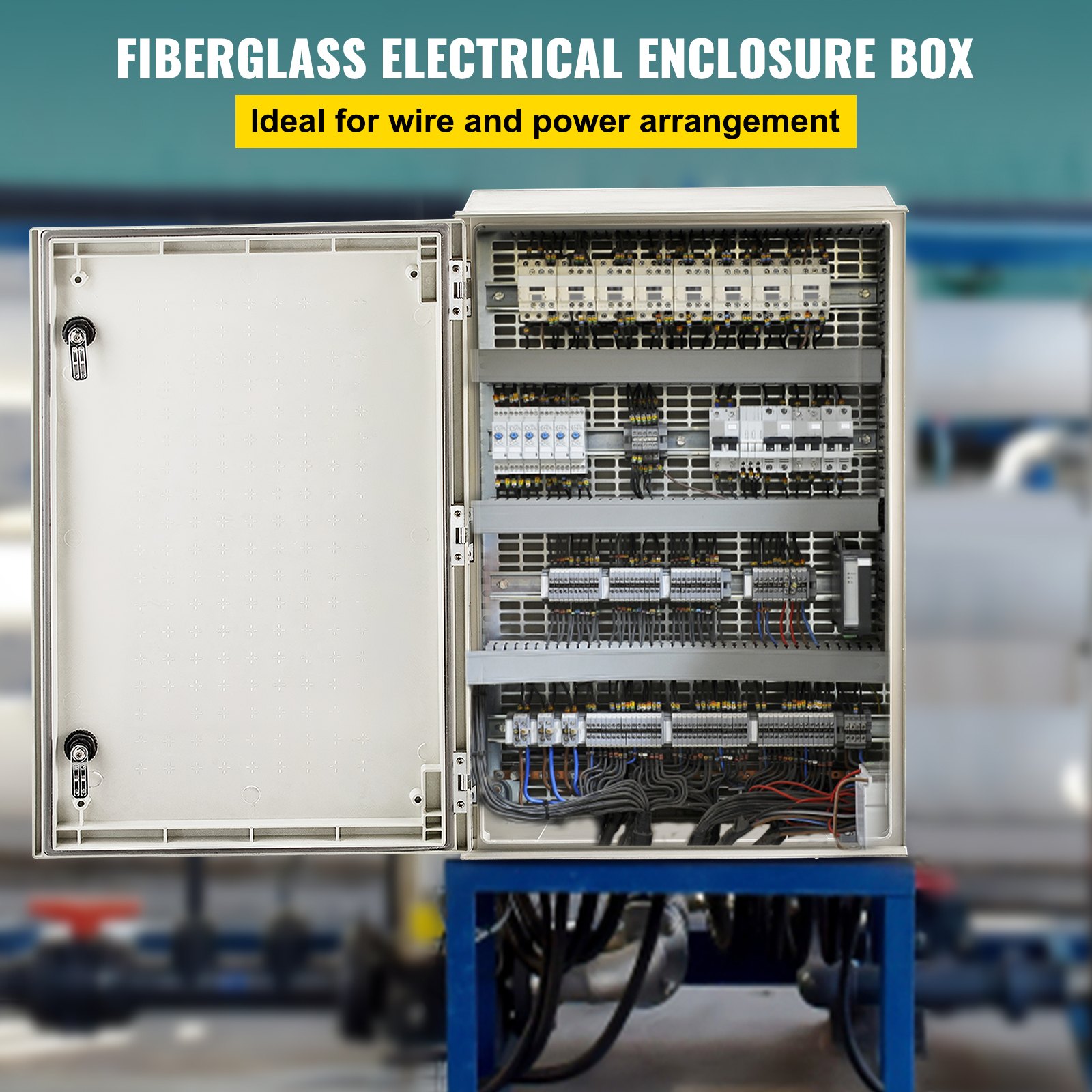 VEVOR Fiberglass Enclosure 23.6 x 15.7 x 9.1" Electrical Enclosure Box ...