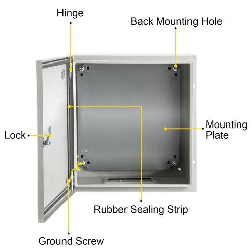 VEVOR NEMA Steel Enclosure, 8 x 8 x 6'' NEMA 4X Steel Electrical Box ...