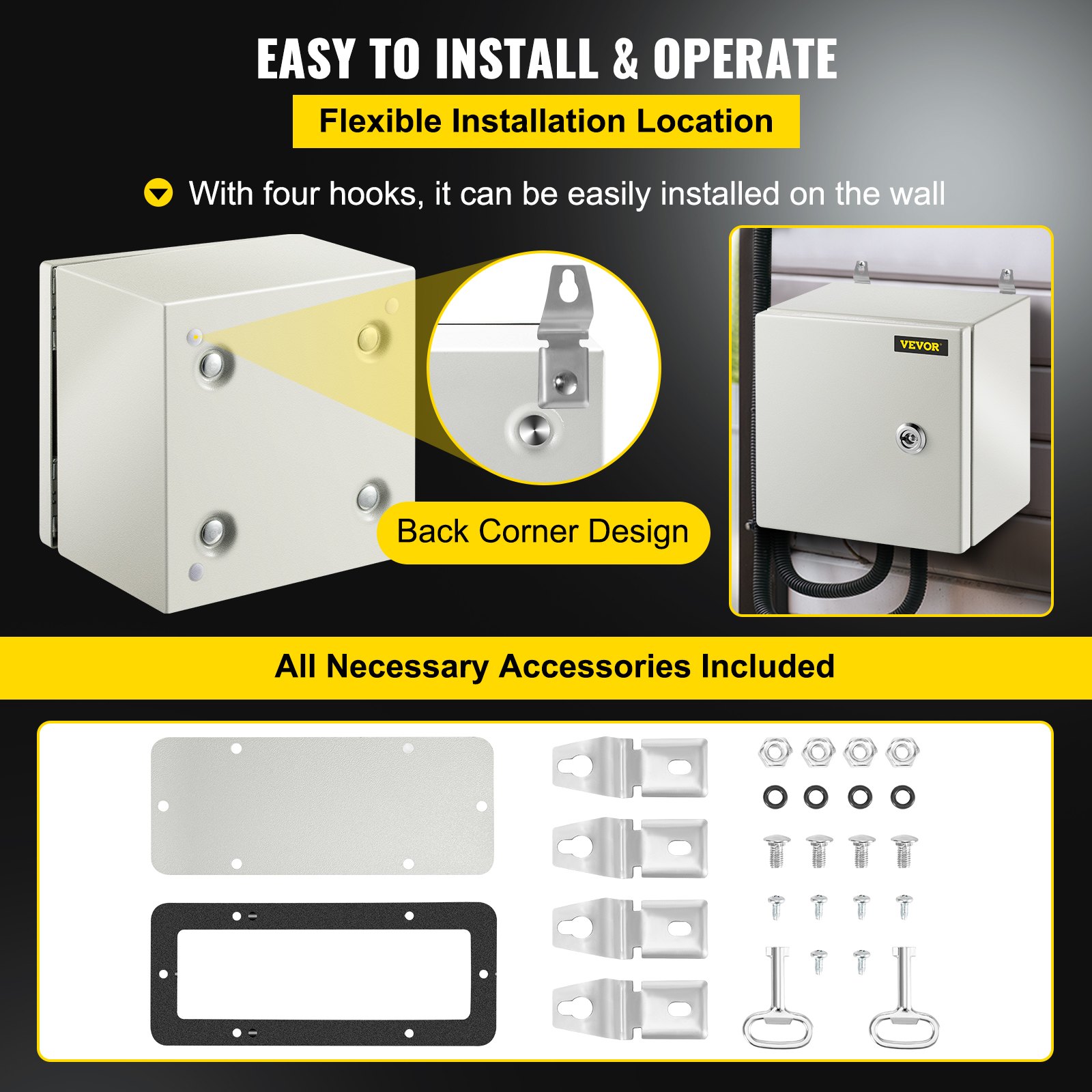 VEVOR Steel Electrical Box Electrical Enclosure Box 8 x 8 x6'' Carbon ...