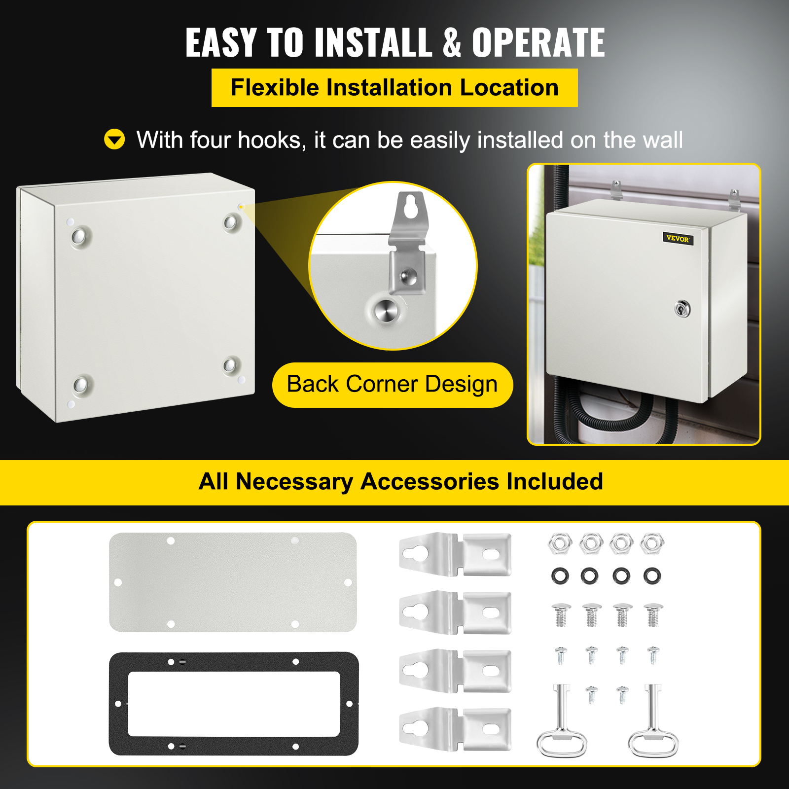 VEVOR NEMA Steel Enclosure, 12 x 12 x 6'' NEMA 4X Steel Electrical Box ...