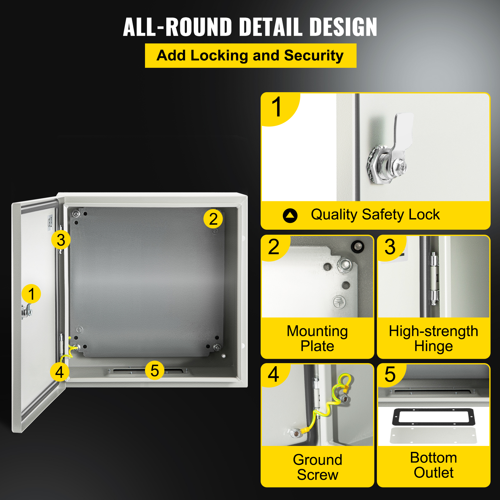 Vevor 12x12x8'' Carbon Steel Electrical Enclosure Wall Mount Junction ...