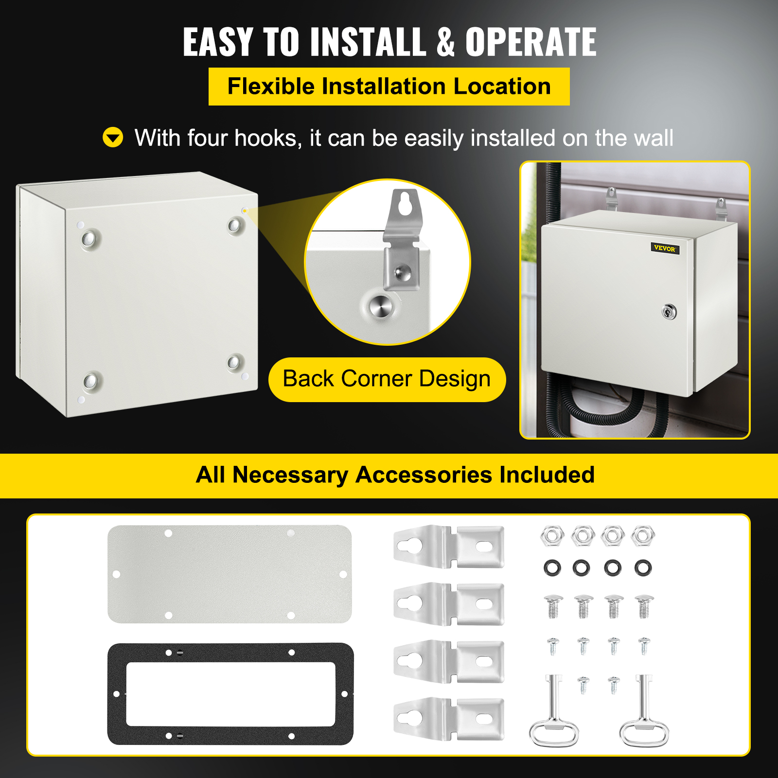 Vevor 12x12x8'' Carbon Steel Electrical Enclosure Wall Mount Junction ...