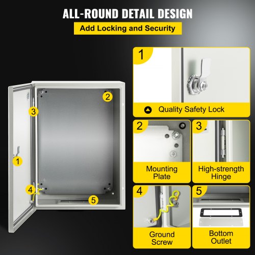 VEVOR NEMA Steel Enclosure, 16 x 12 x 8'' NEMA 4X Steel Electrical Box ...