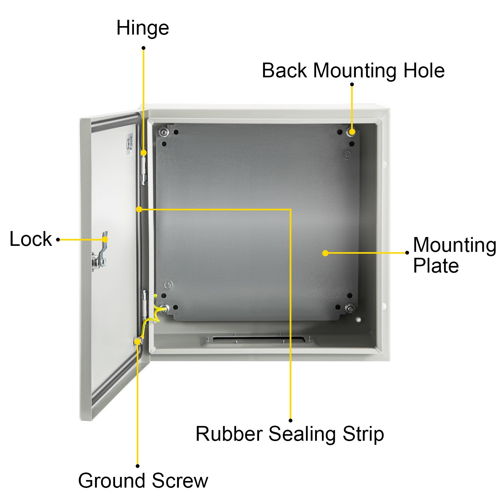 VEVOR NEMA Steel Enclosure, 16 x 16 x 6'' NEMA 4X Steel Electrical Box ...