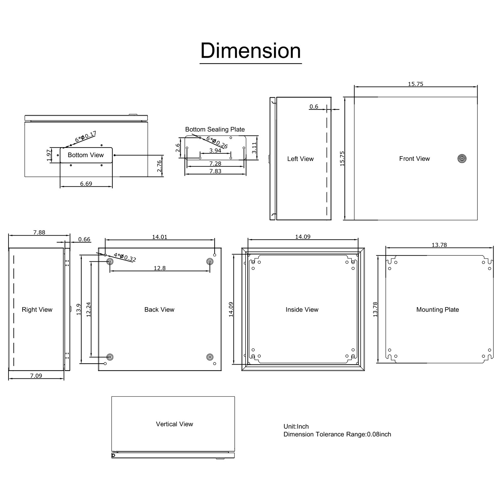 VEVOR Steel Electrical Box Electrical Enclosure Box 16x16x8'' Carbon ...
