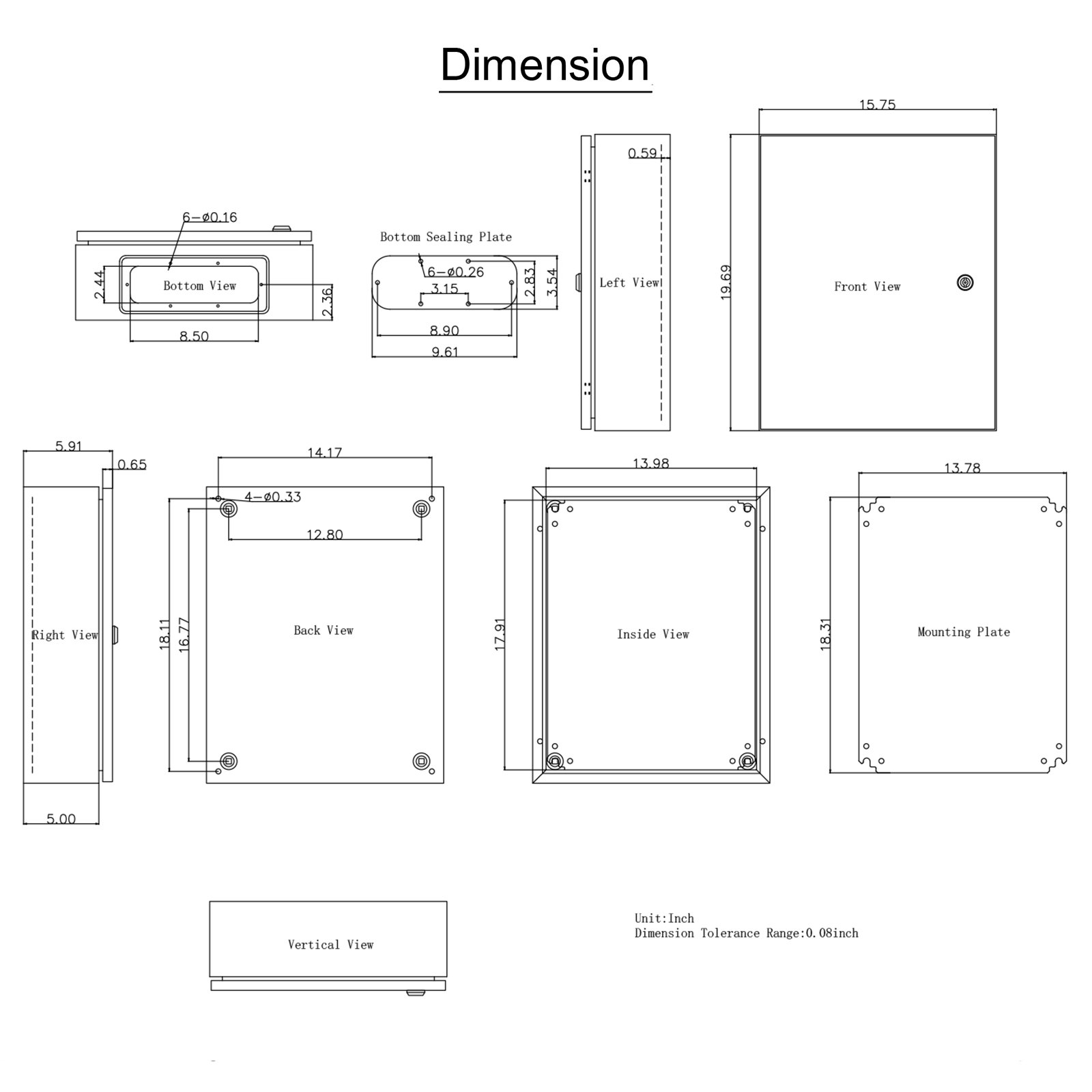 VEVOR VEVOR Steel Electrical Box Electrical Enclosure Box 20x16x6 ...